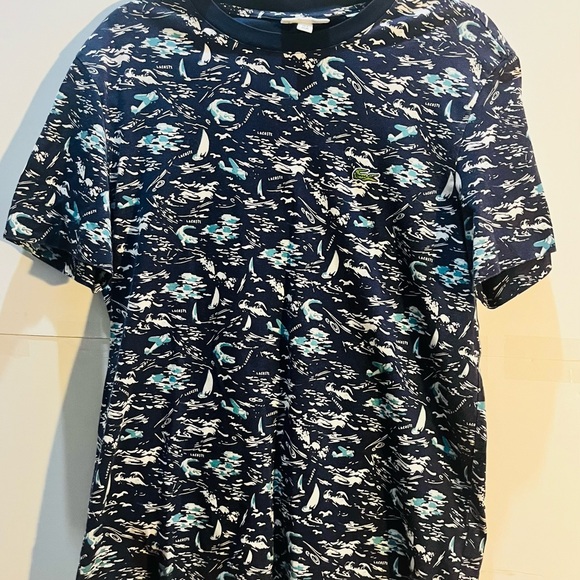 Lacoste | Shirts | Lacoste Nautical Print Tee M Sailboats Sea Creatures ...